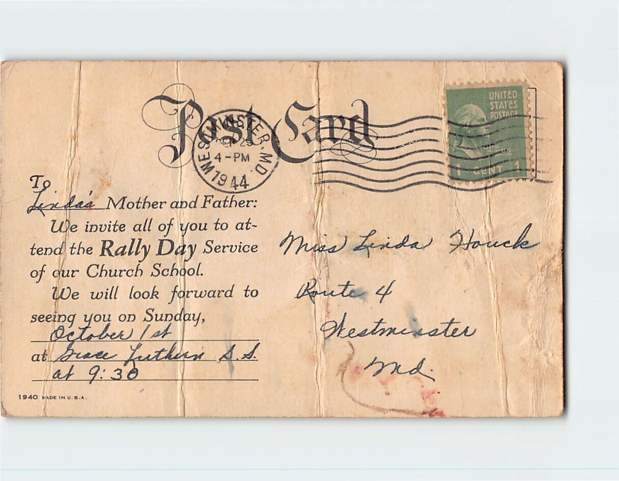Postcard Rally Day Invitation Card with Bible Verse and Children Comic ...