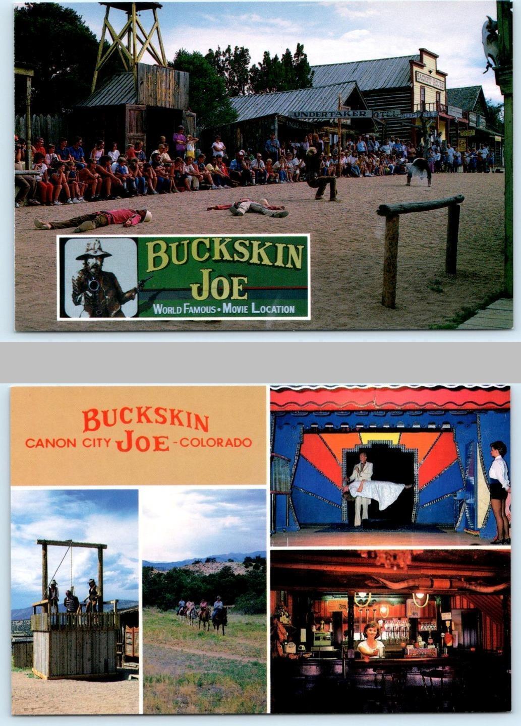 2 Postcards CANON CITY, CO ~ Gun Fight BUCKSKIN JOE Western Movie ...