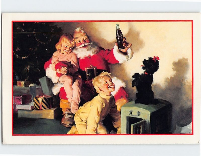 Postcard Coca-Cola Santa painting By Haddon Sundblom, Happy Holidays ...