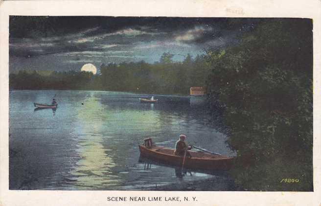 Rowboat Moonlight Scene near Lime Lake NY, New York - WB | United ...