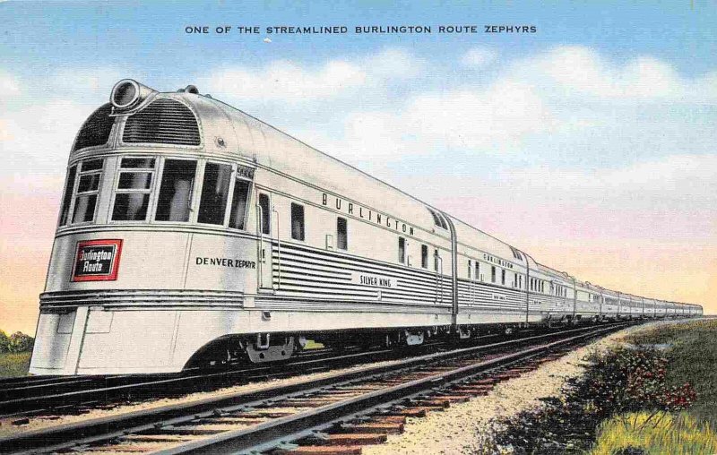 Denver Zephyr Streamliner Railroad Train Burlington Route linen ...