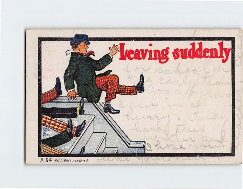 Postcard Leaving suddenly with Kicked Out Man Comic Art Print | Other ...