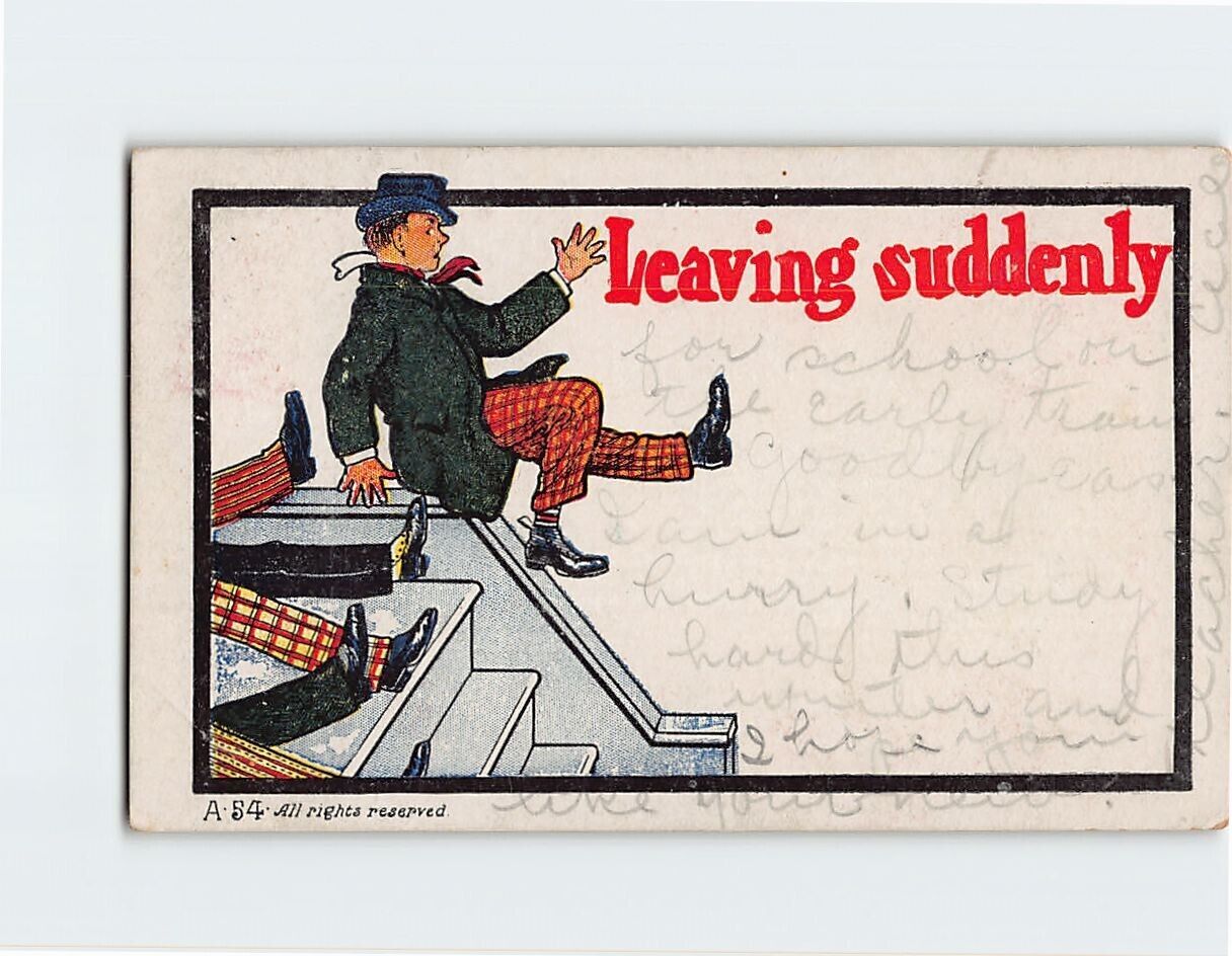 Postcard Leaving suddenly with Kicked Out Man Comic Art Print | Other ...