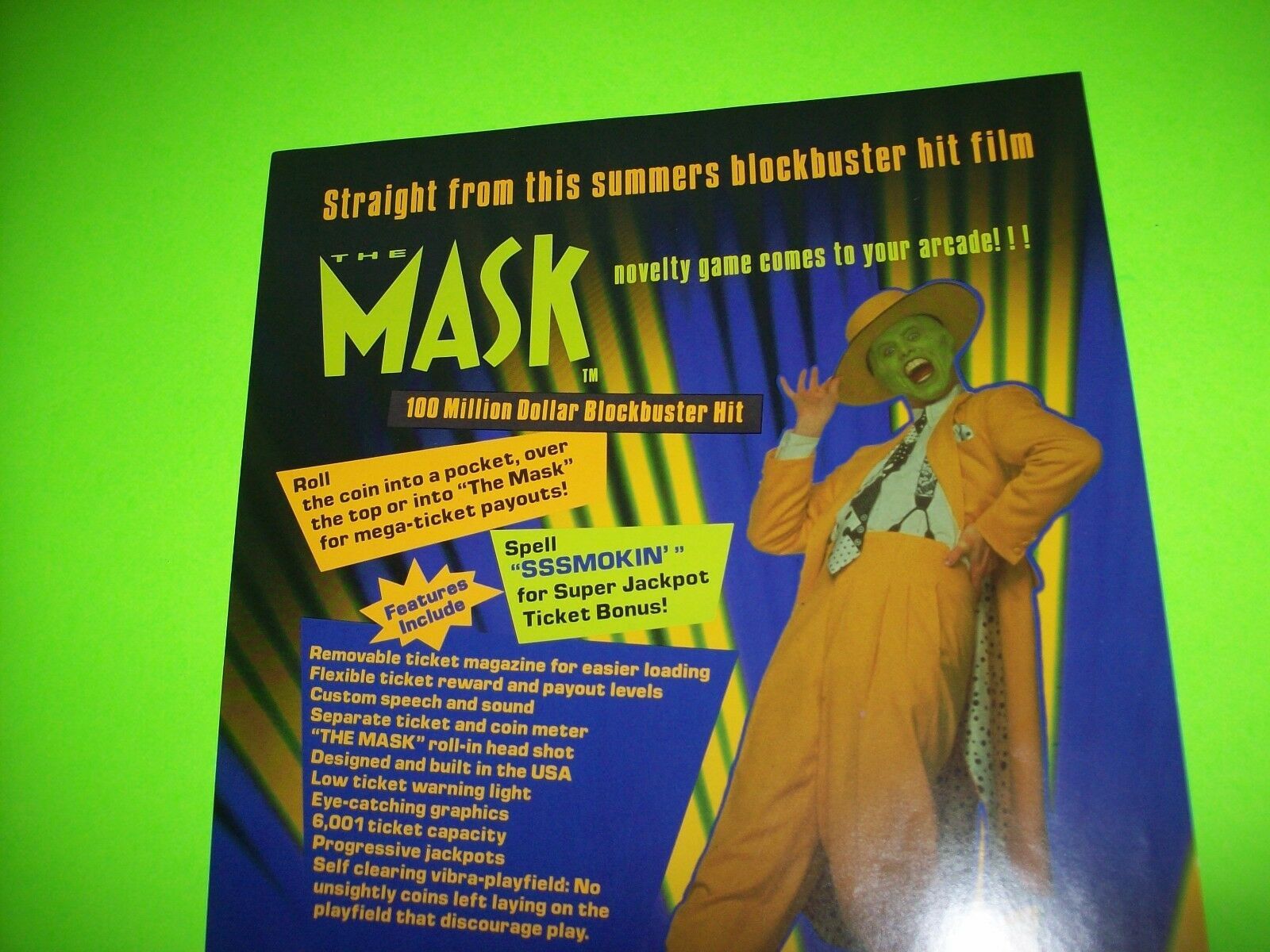 The Mask Jim Carrey Arcade Game Promo Flyer Redemption Promo Artwork #2 ...