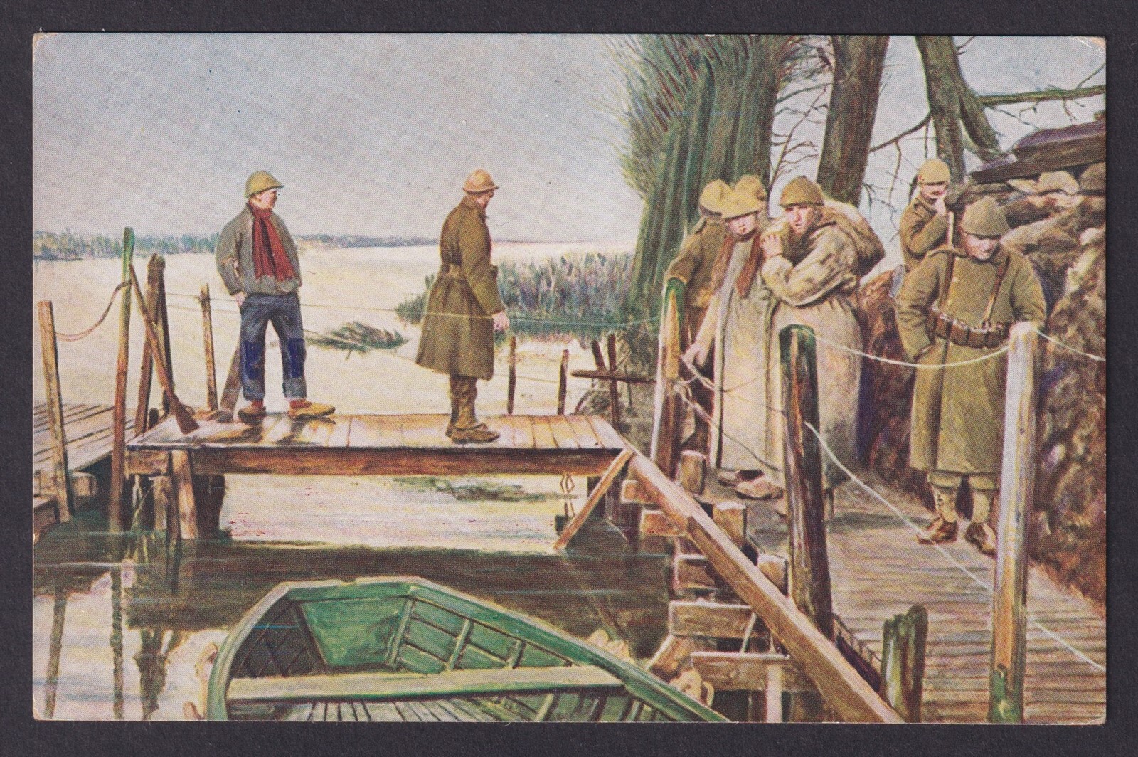 Postcard Armée Belge (Belgian Army) WWI, Aquatical post on the Yser ...