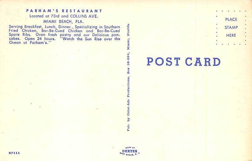 Parham's restaurant Miami Beach, Florida USA Parham's restaurant Miami ...