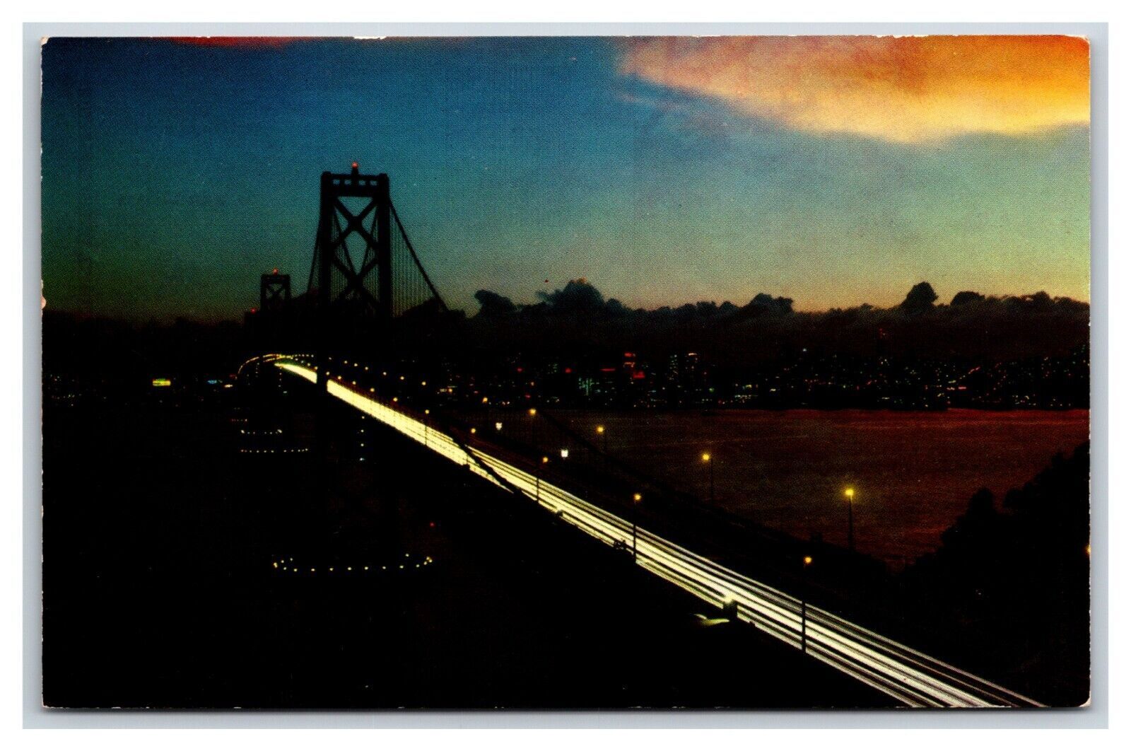Oakland Bay Bridge Night View San Francisco California UNP Chrome ...