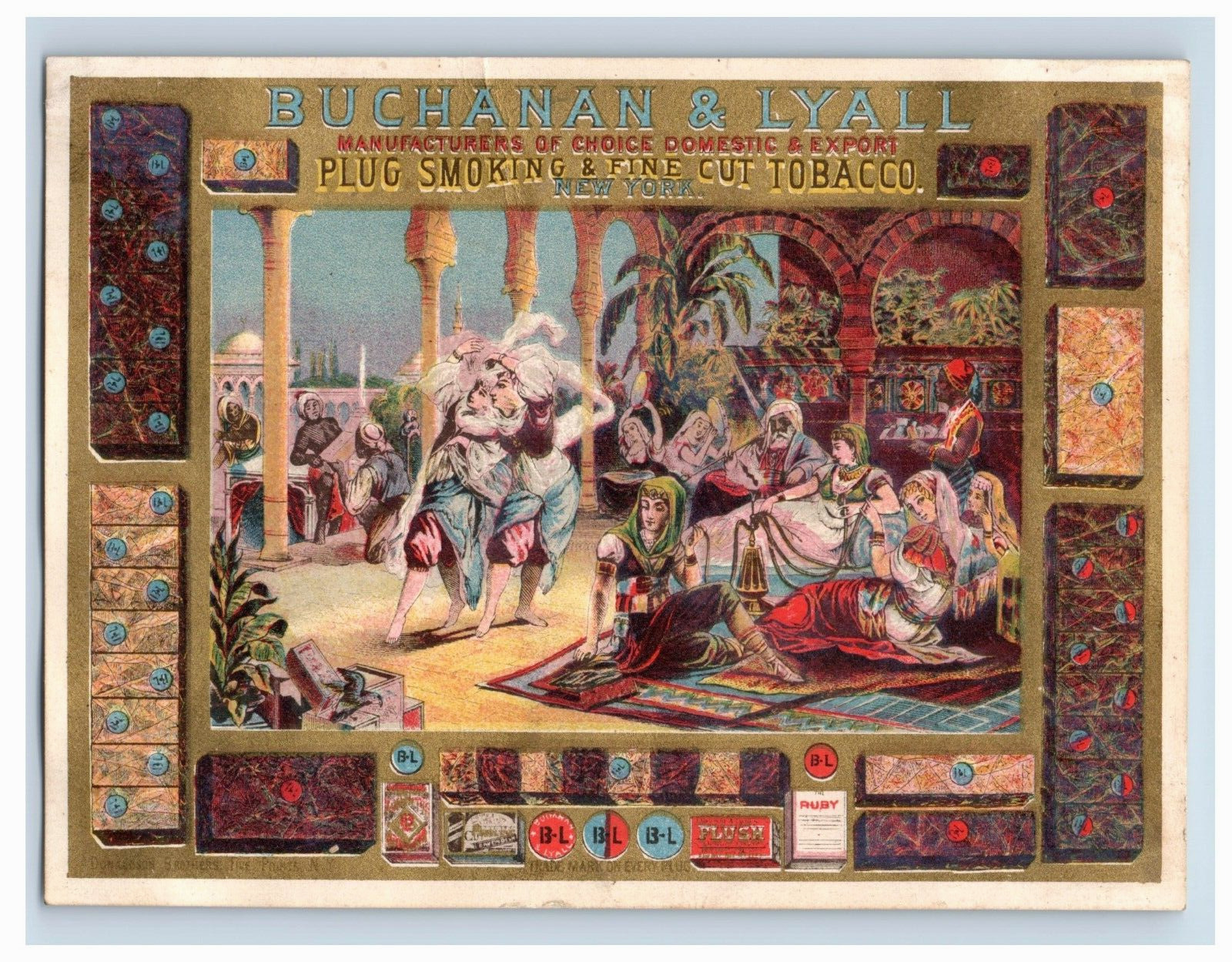 1870s-80s Buchanan & Lyall's Blue Tag Plug Cut Tobacco Harem Image #7D ...