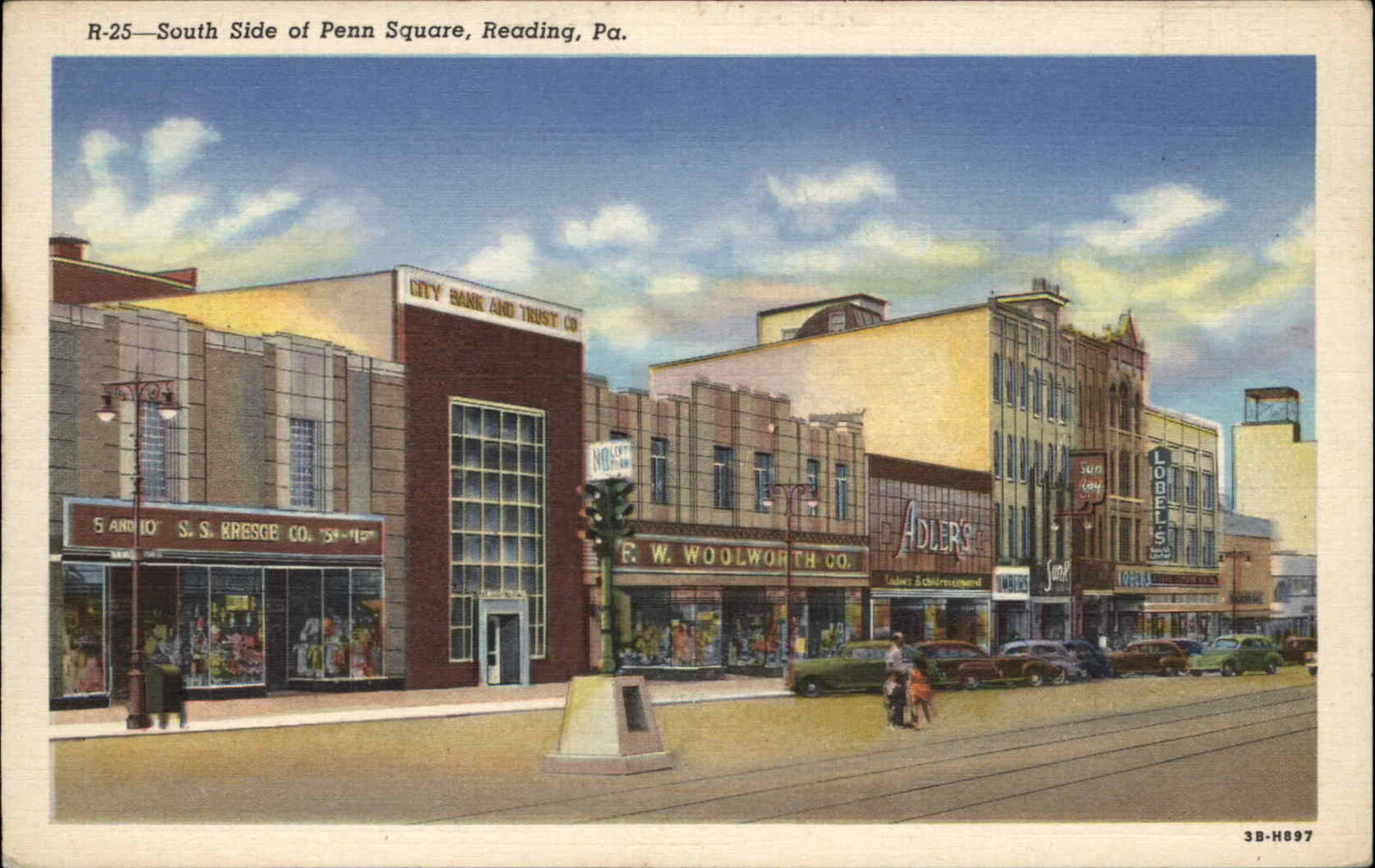 Reading PA Penn Square Woolworth's Storefront Linen Vintage Postcard ...