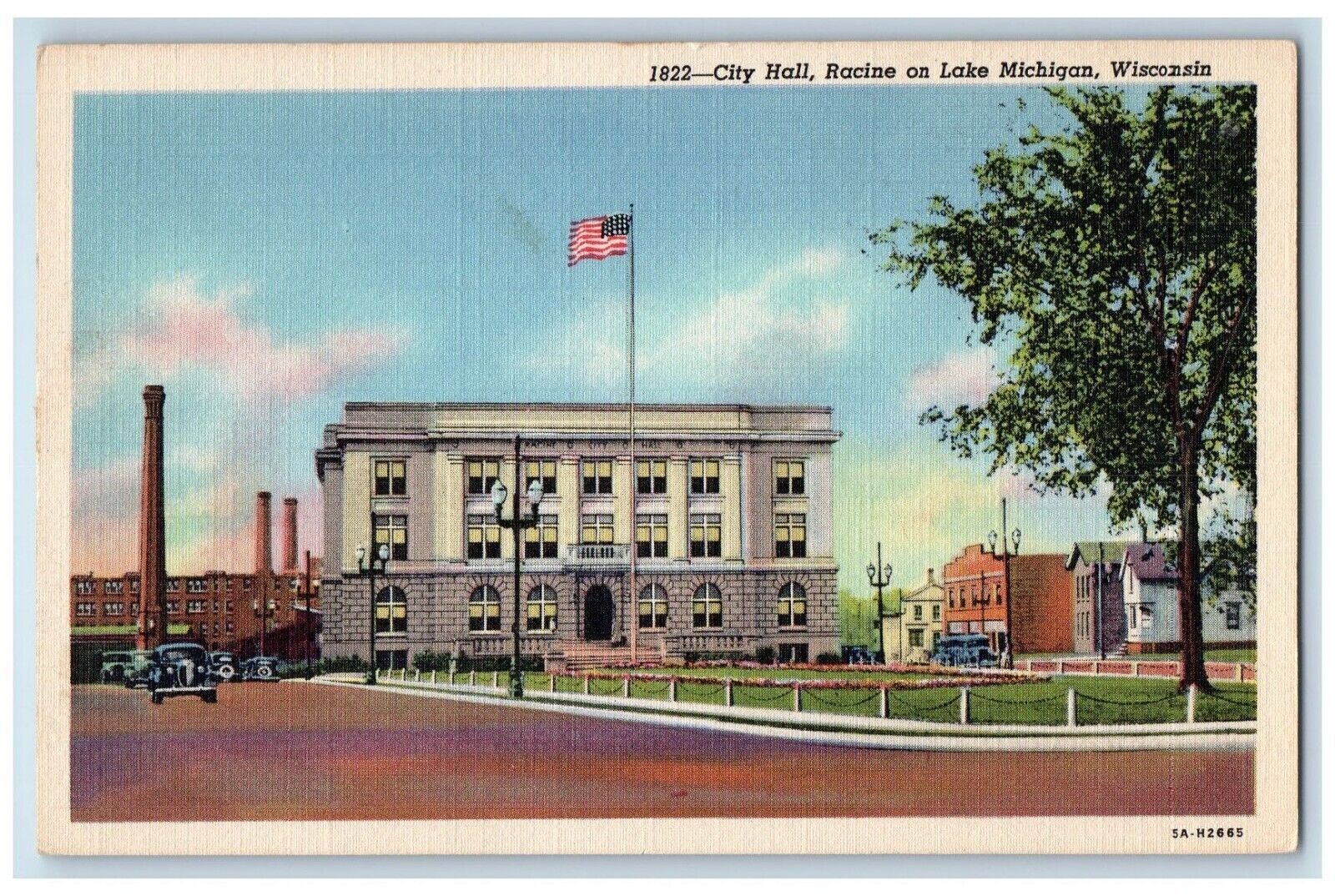 City Hall Racine Cars Exterior Scene On Lake Lake Michigan Wisconsin WI ...