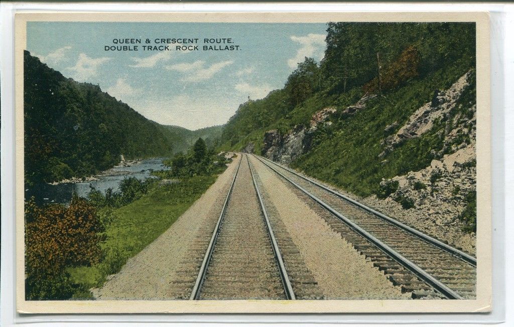 Queen & Crescent Route Railroad Double Track Rock Ballast 1920c ...