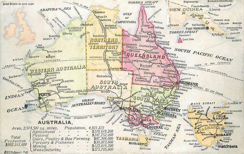 AUSTRALIA Provinces Territory Map c-1910 Postcard 483 | Australia ...
