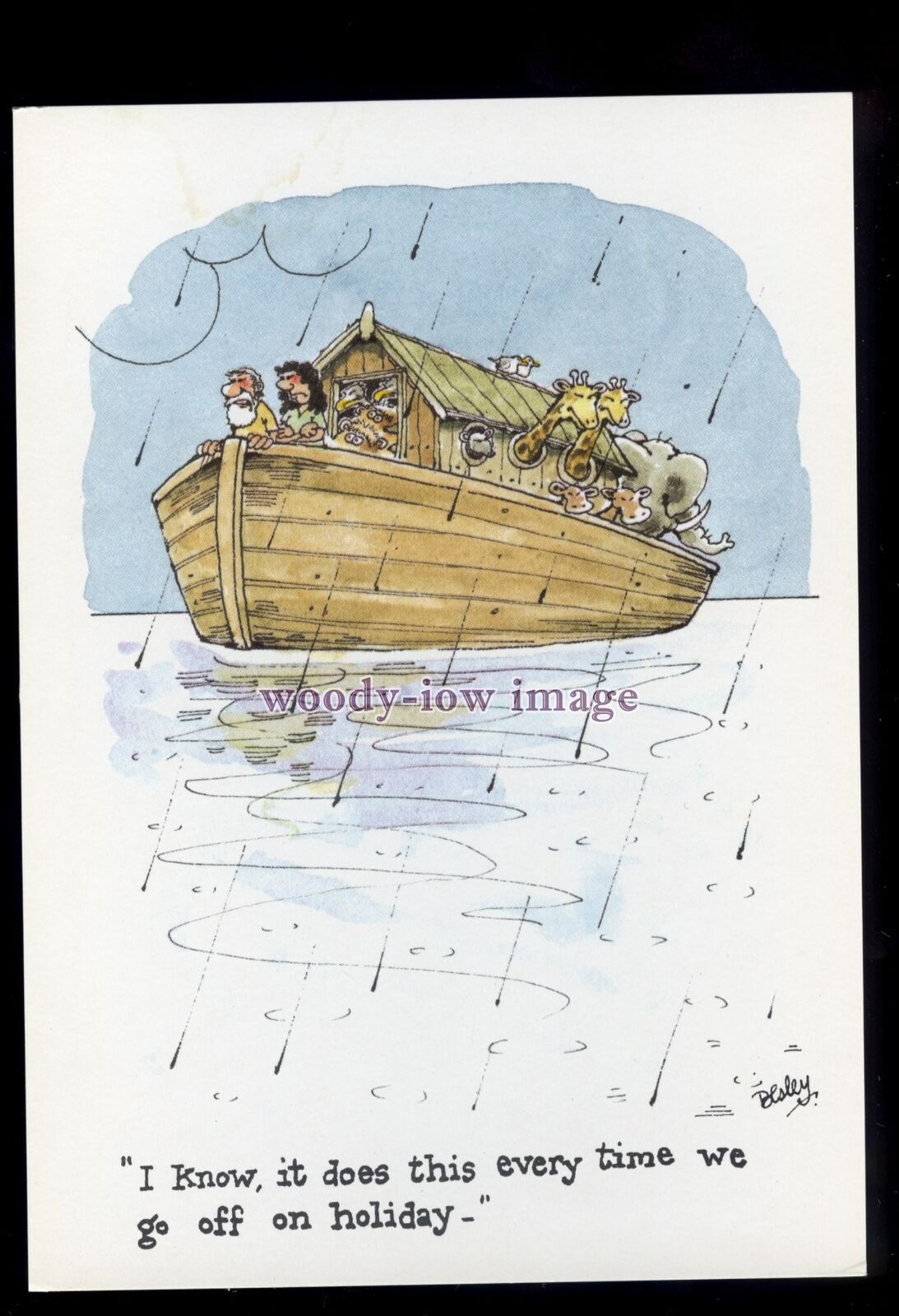 BES160 - Moses in The Ark - Rain Everytime on Holiday - comic postcard ...