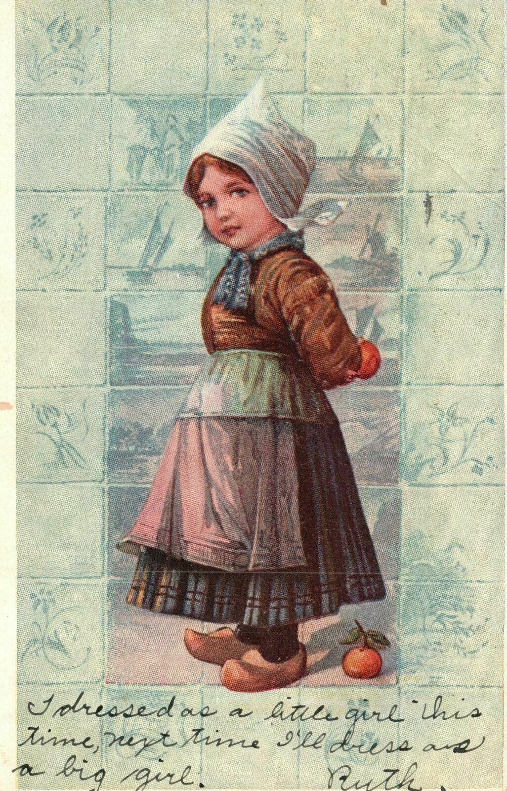 Vintage Postcard 1906 Dutch Girl I Dressed As A Little Girl This Time ...