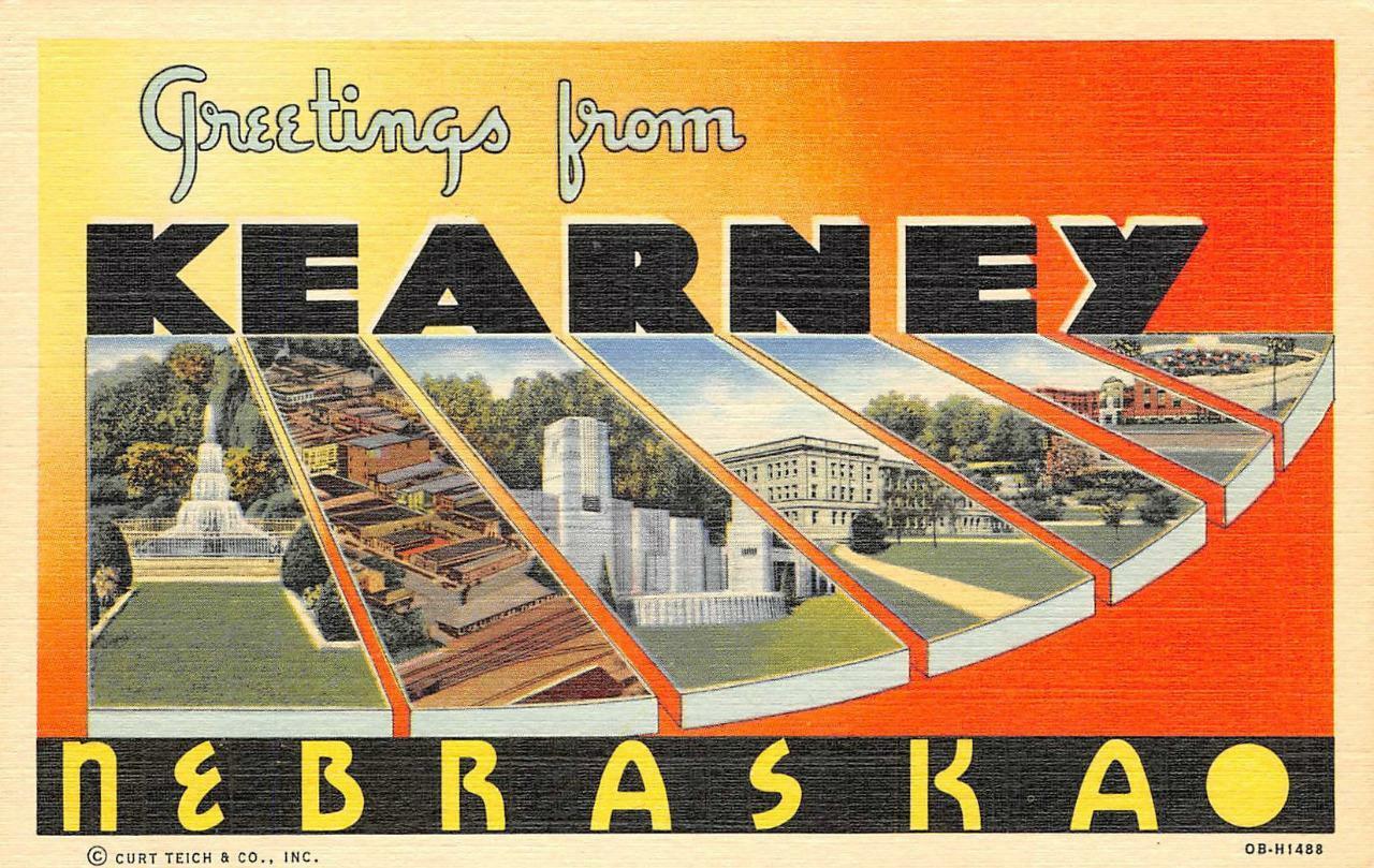 KEARNEY, NE Large Letter Nebraska Greetings ca 1940s Vintage Linen ...