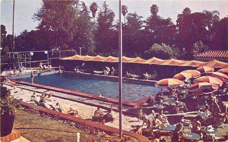 BEVERLY HILLS CALIFORNIA 1940s Swimming Pool Hotel Roberts postcard ...