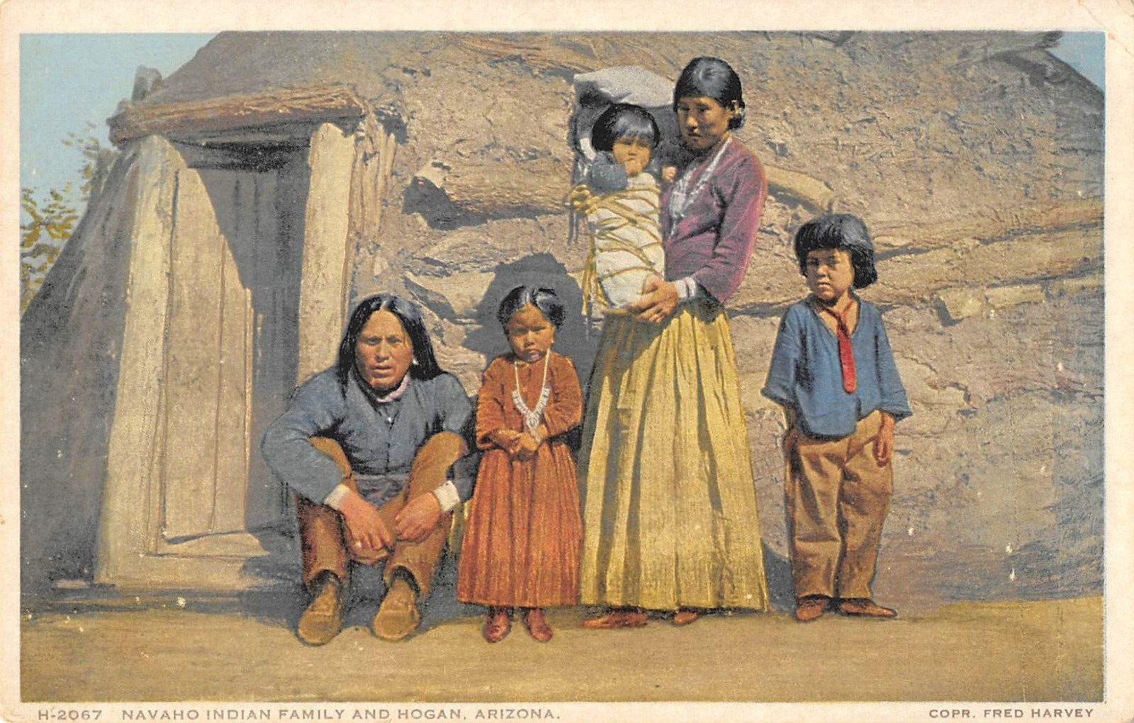 Navaho Indian Family Hogan Arizona Native American Navajo Fred Harvey ...