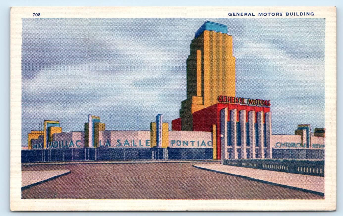 CHICAGO, IL Ilinois ~ 1933 WORLD'S FAIR ~ General Motors Building Linen ...