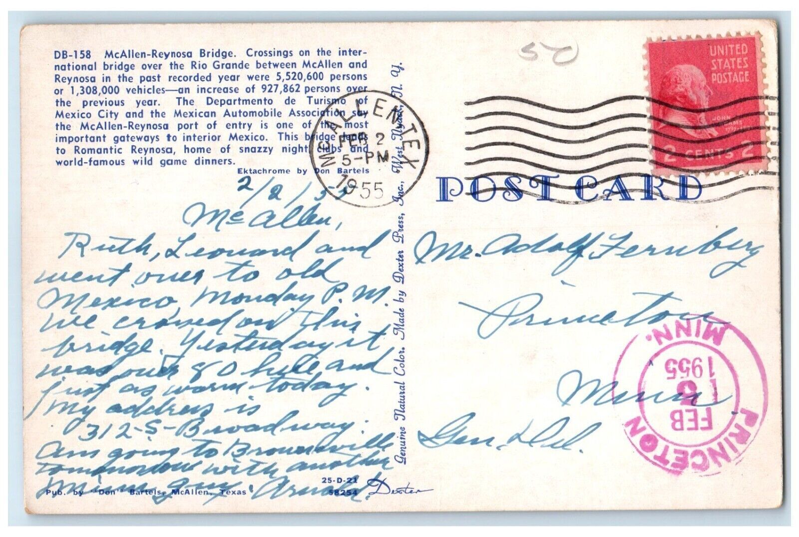 1955 McAllen-Reynosa Bridge Road International Bridge Rio Grande Texas ...