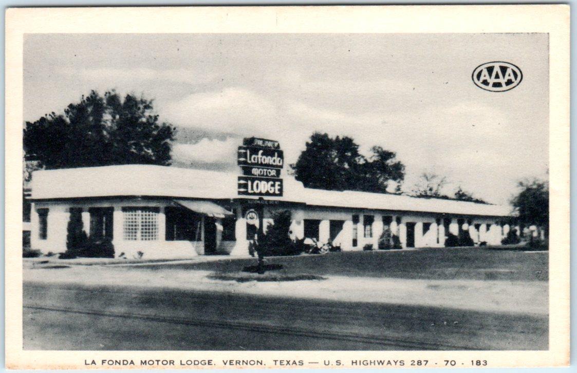 VERNON, Texas TX Roadside LA FONDA MOTOR LODGE ca 1940s-50s Postcard ...