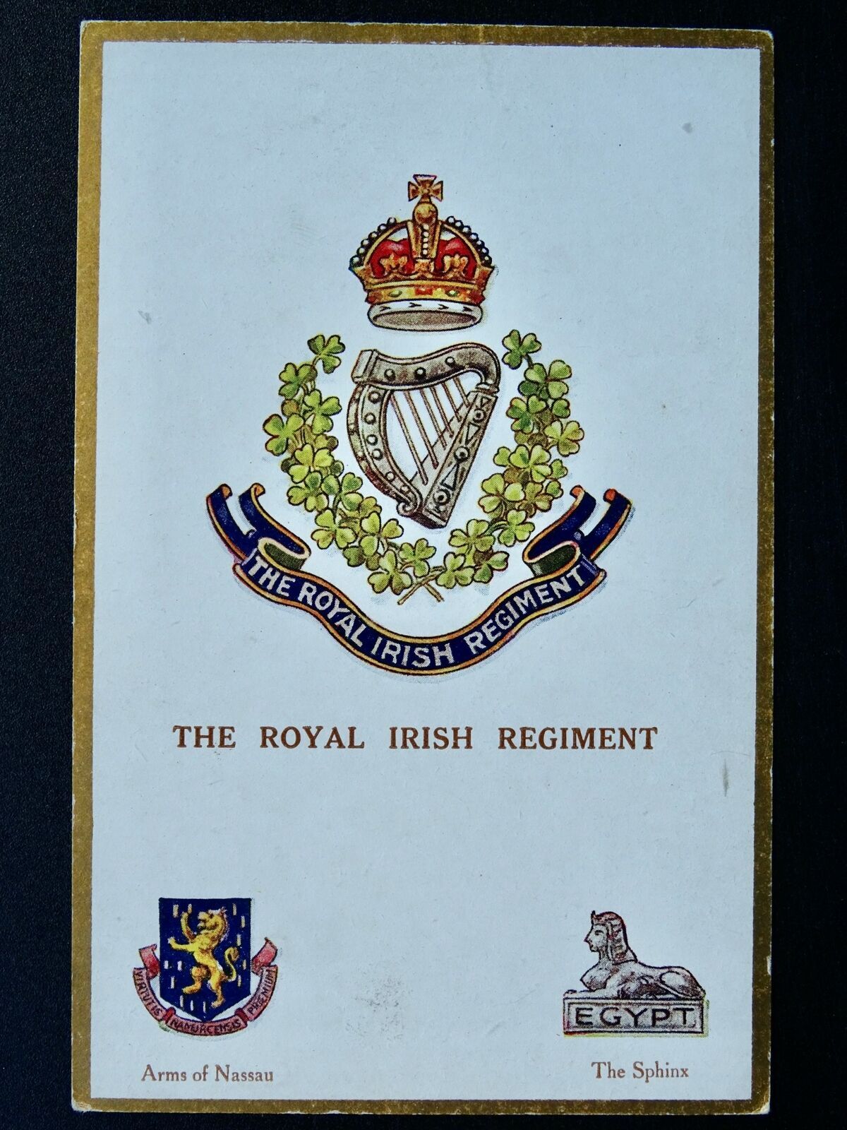 Regimental Badges THE ROYAL IRISH REGIMENT Postcard by Gale & Polden ...