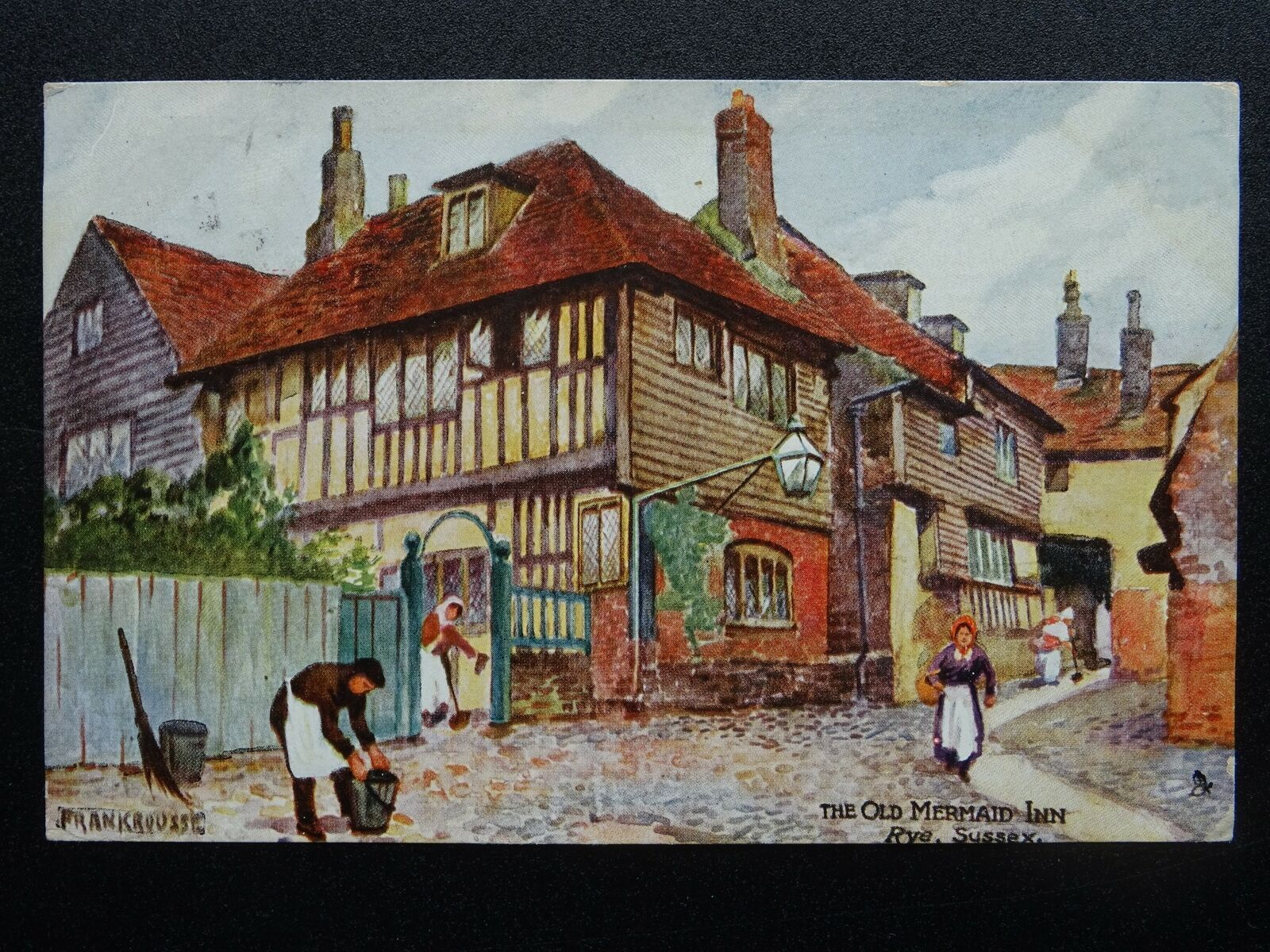 Sussex RYE The Old Mermaid Inn by Artist Frank Rousse c1915 Postcard by ...