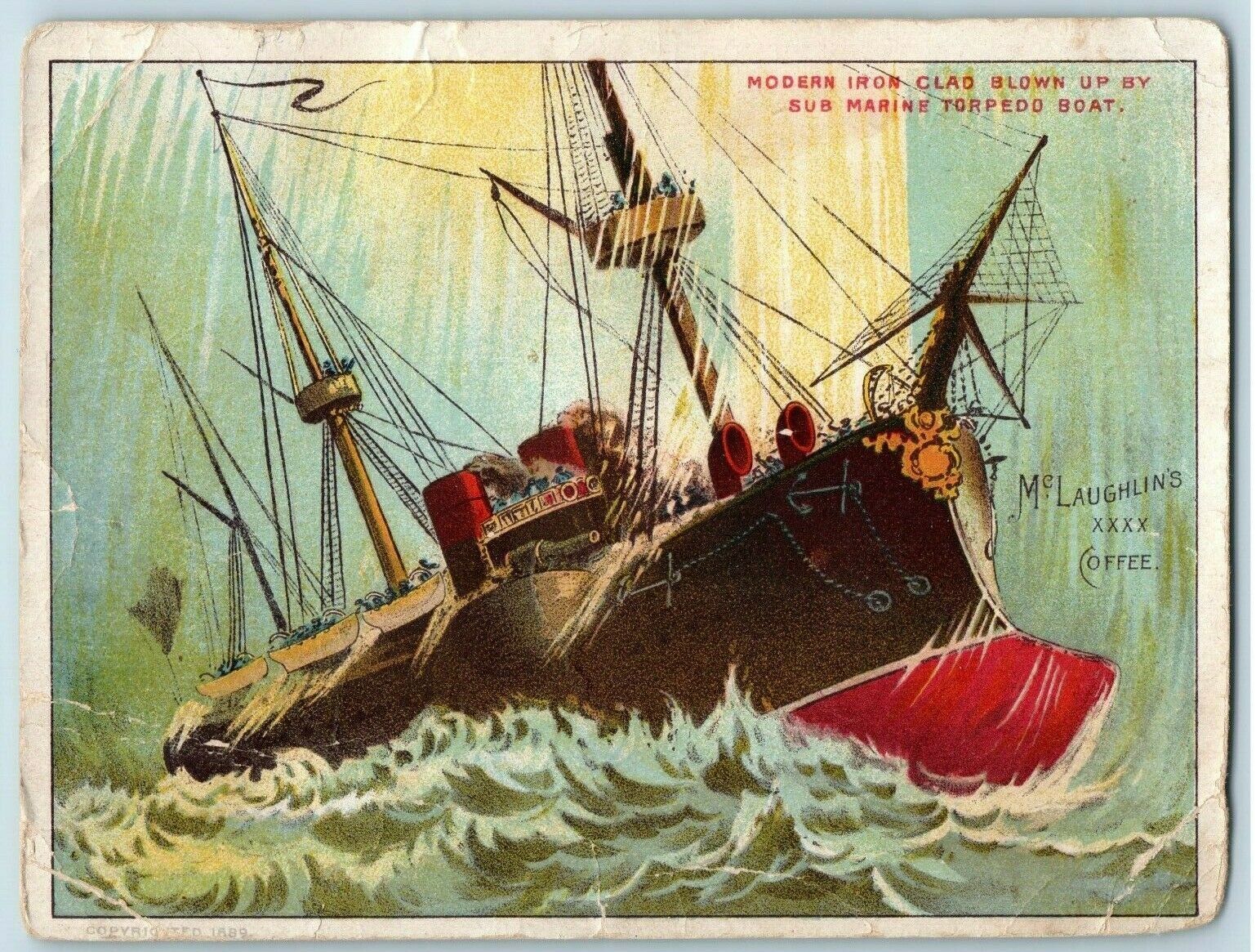 1890's Capt. John Ericsson Navy USS Destroyer Submarine Attack Trade ...