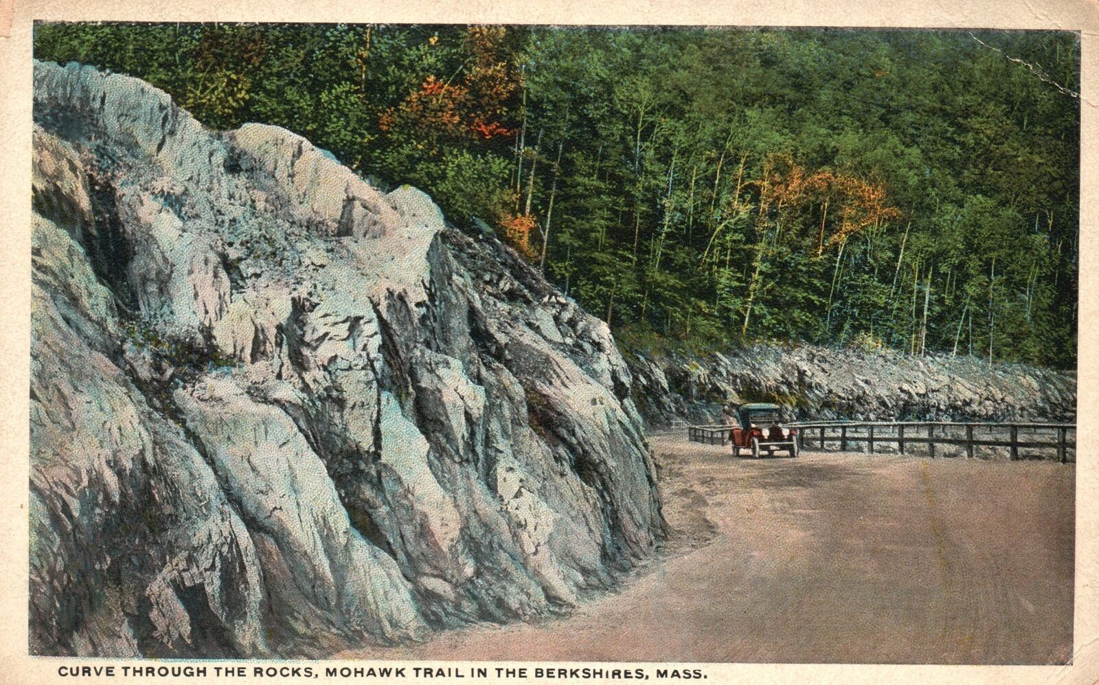 Vintage Postcard Curve Through The Rocks Mohawk Trail Berkshires ...