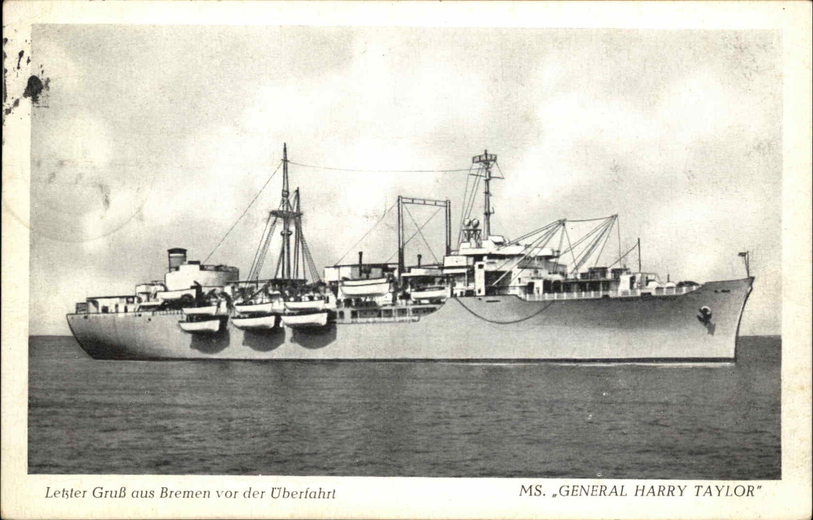 German Ship Gruss aus Bremen vor der Uberfahrt Ms. General Harry Taylor ...