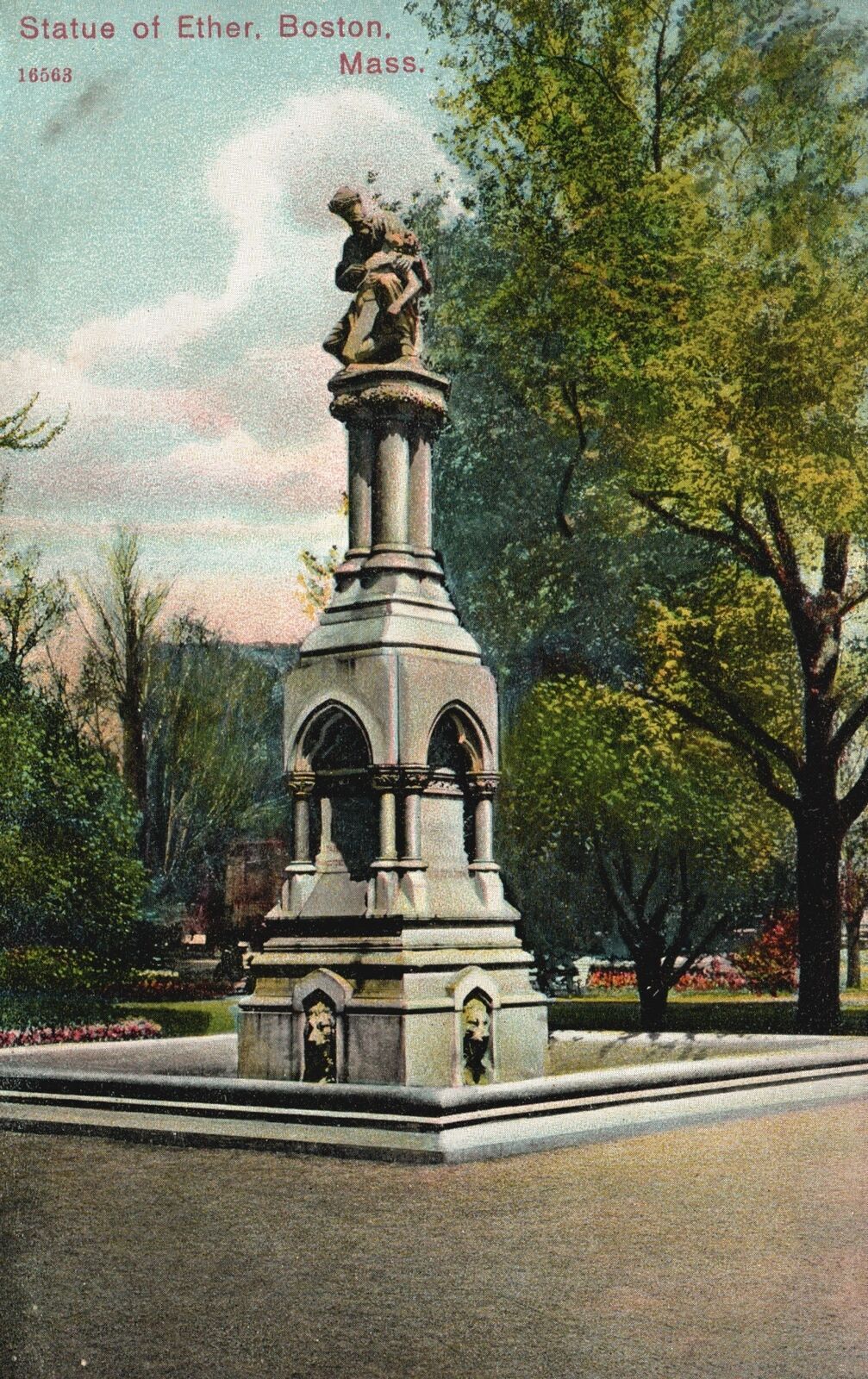 Vintage Postcard Statue of Ether Landmark Boston Massachusetts Reichner ...