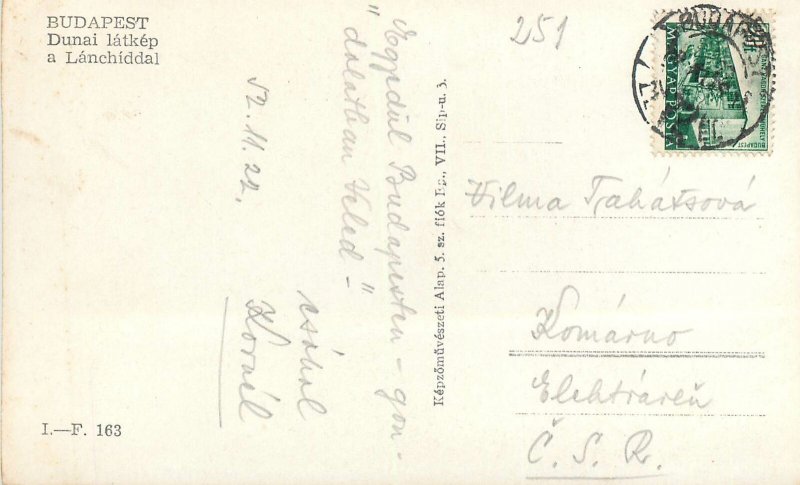 Hungary Budapest Danube view with Chain Bridge Postcard | Europe ...