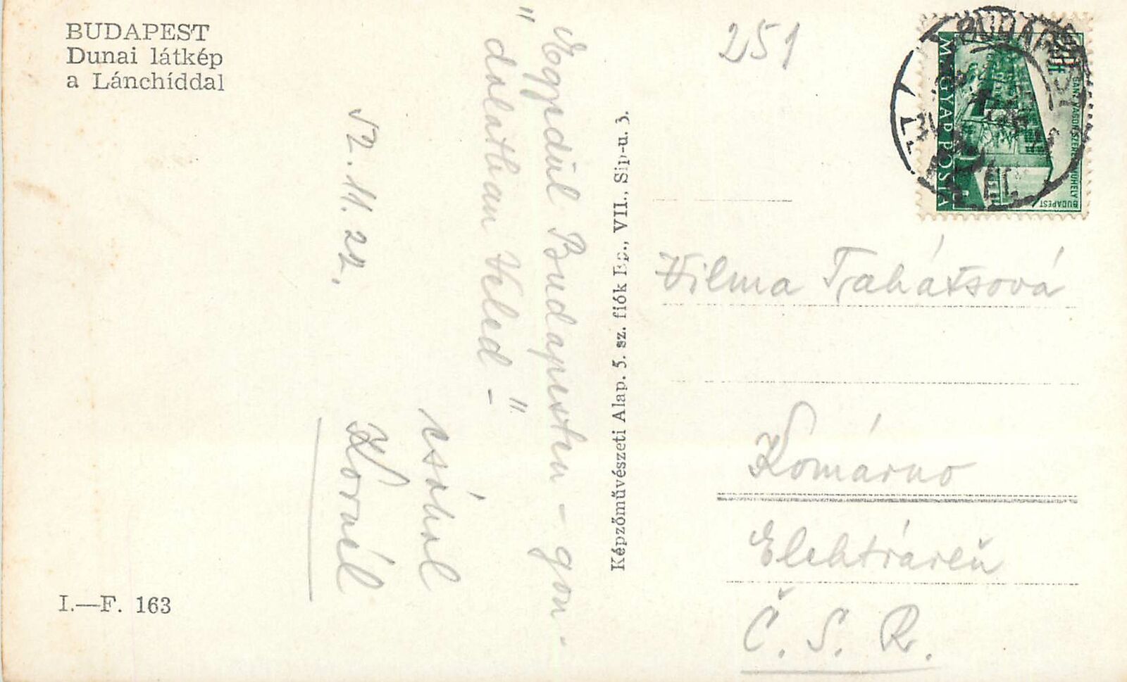 Hungary Budapest Danube view with Chain Bridge Postcard | Europe ...