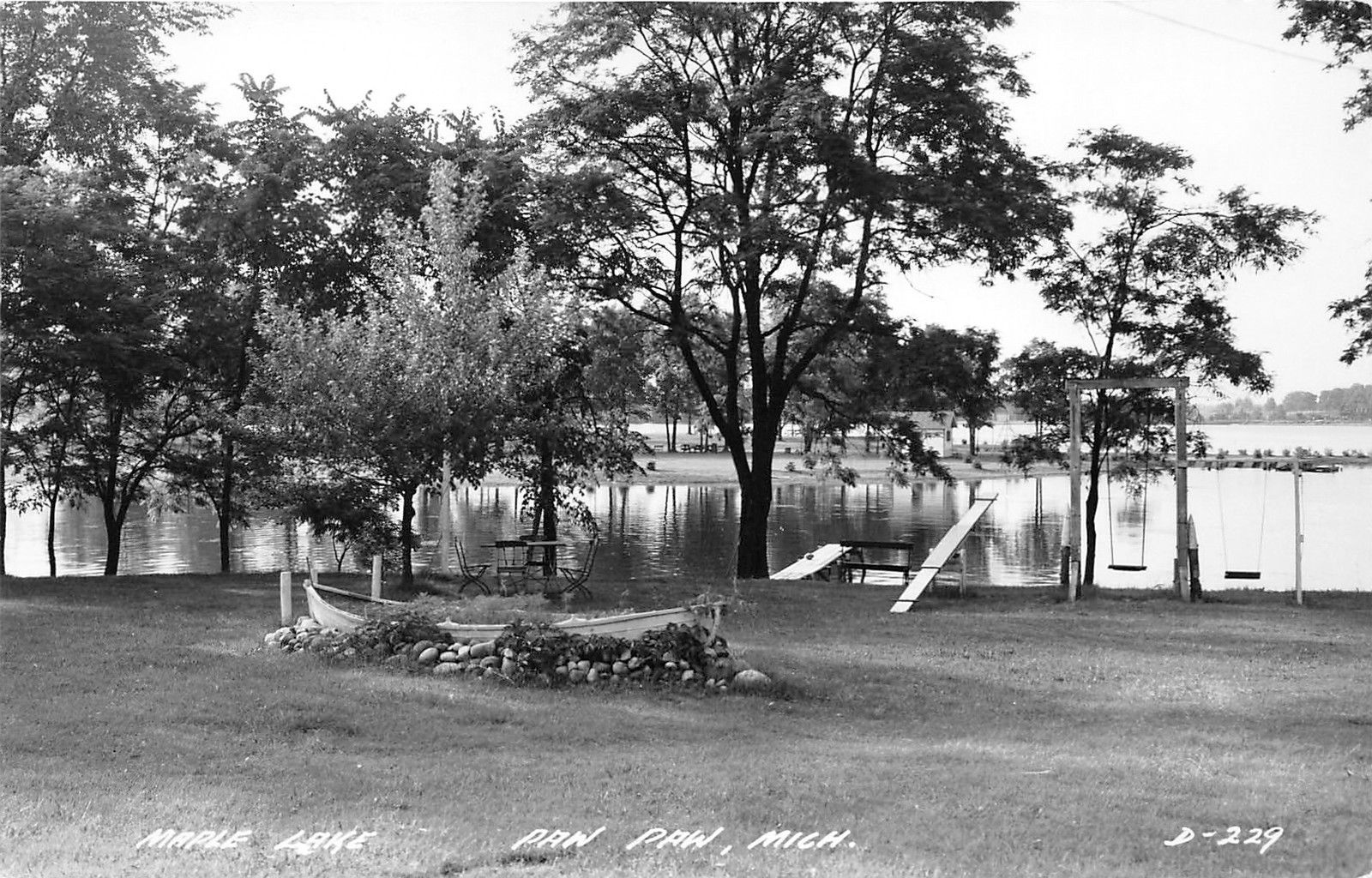 Paw Paw Michigan~Maple Lake~Playground on Lake Shore~Boat Plant Bed ...