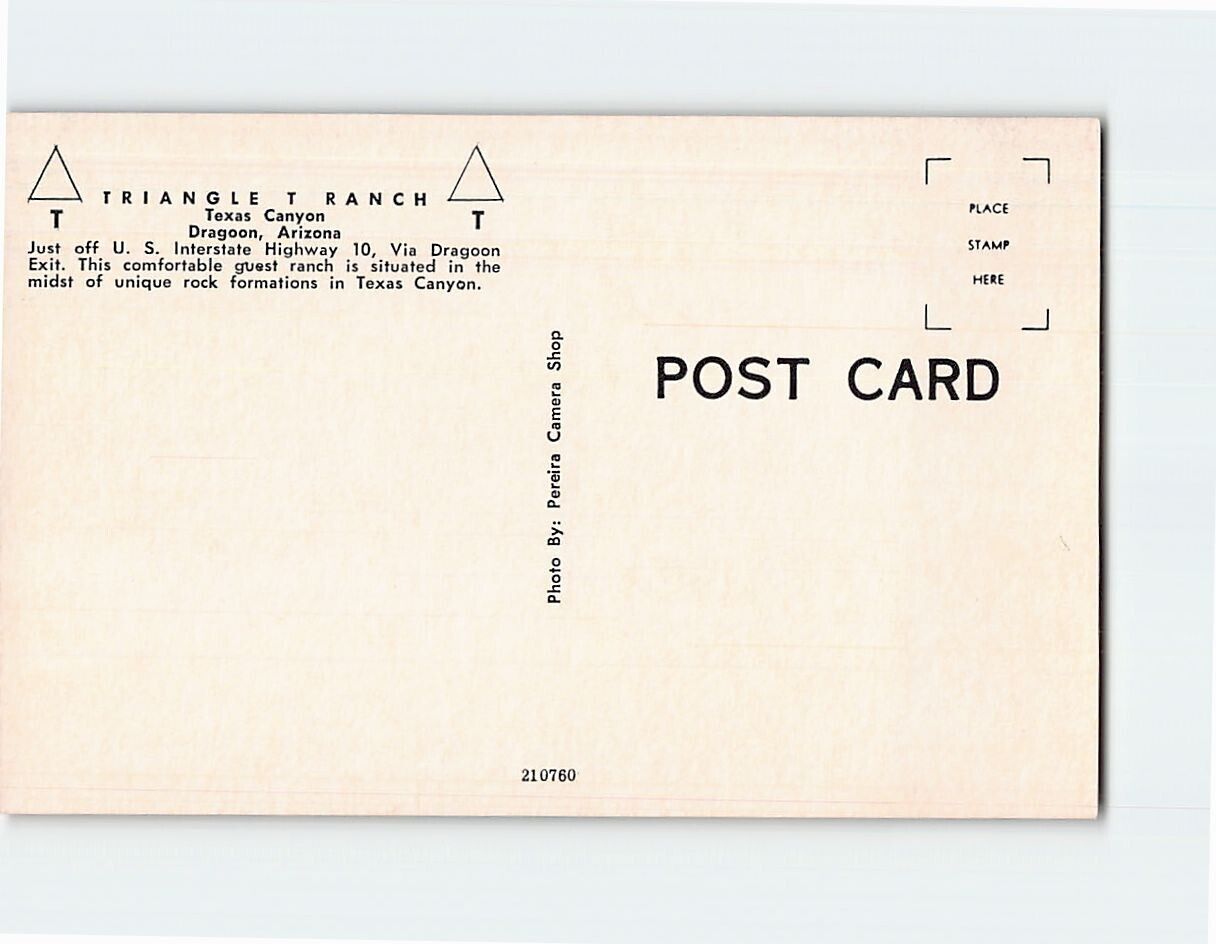 Postcard Triangle T Ranch, Texas Canyon, Dragoon, Arizona | United ...