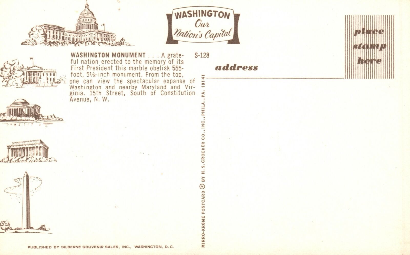 Vintage Postcard Washington Monument Obelisk within National Mall ...