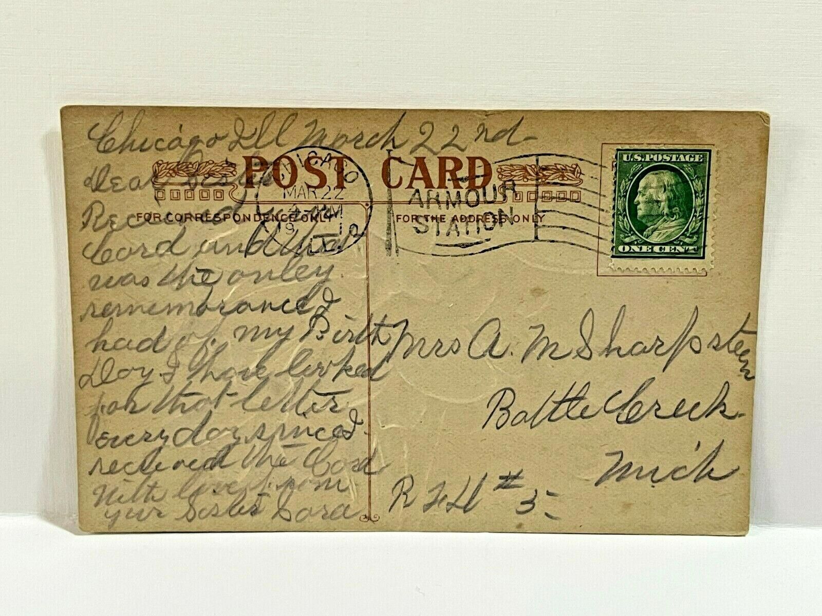 Vintage Easter Greetings Postcard Embossed Lily Early 1900s Armour ...