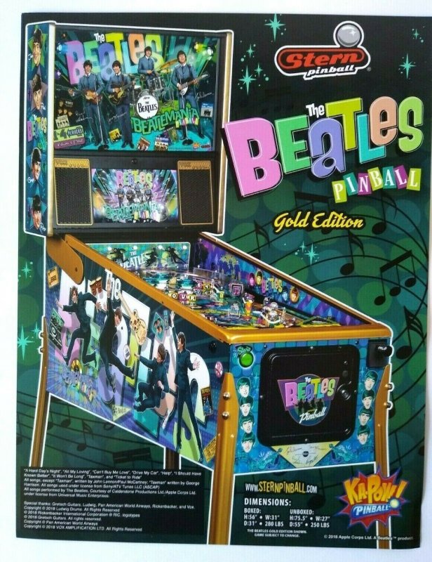 The Beatles Pinball Machine FLYER Art Beatlemania John Lennon George ...