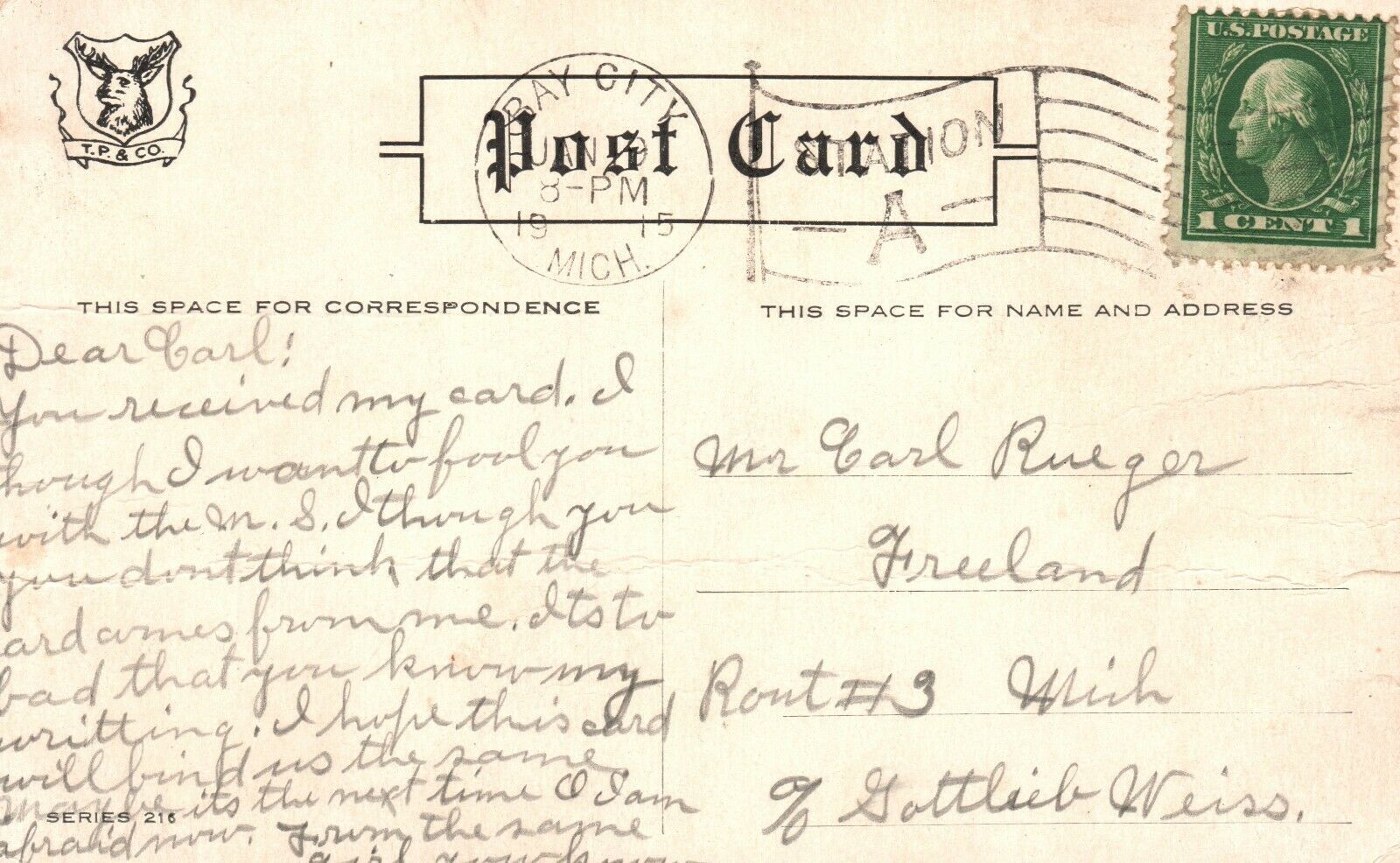 Vintage Postcard 1915 Dear Have Not Had Time To Go Far Dont Worry Yours ...