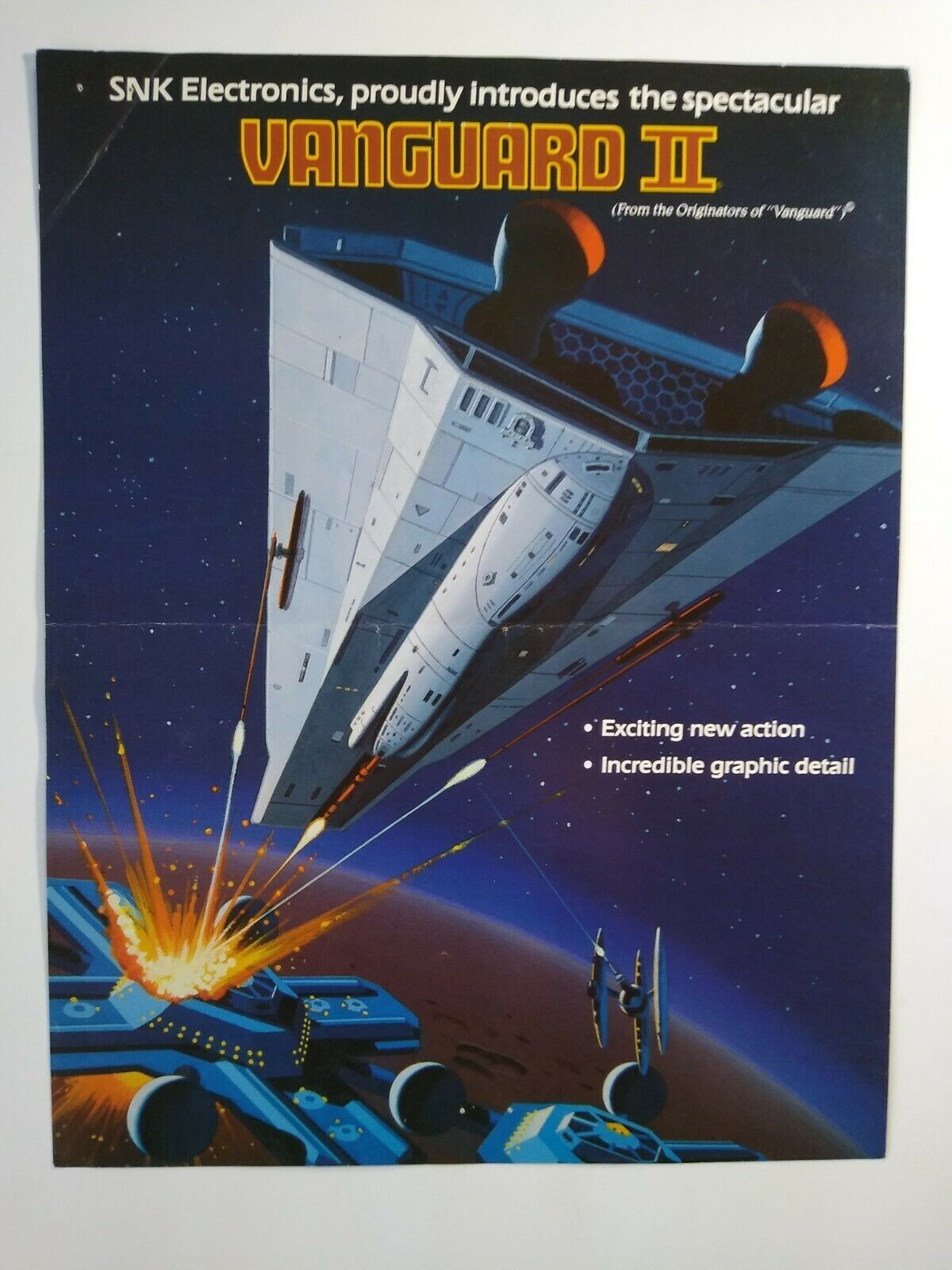 Vanguard II Arcade Flyer Original SNK Video Game Art Print Sheet Promo ...