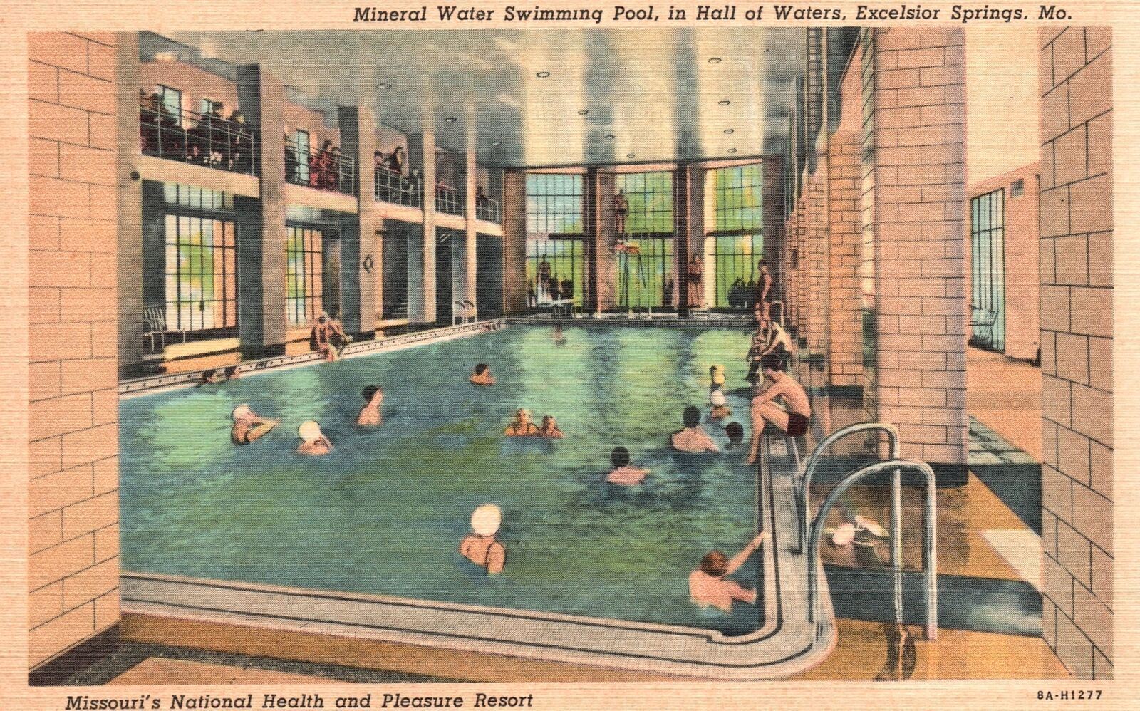 Postcard Mineral Water Swimming Pool Hall of Waters Excelsior Springs ...