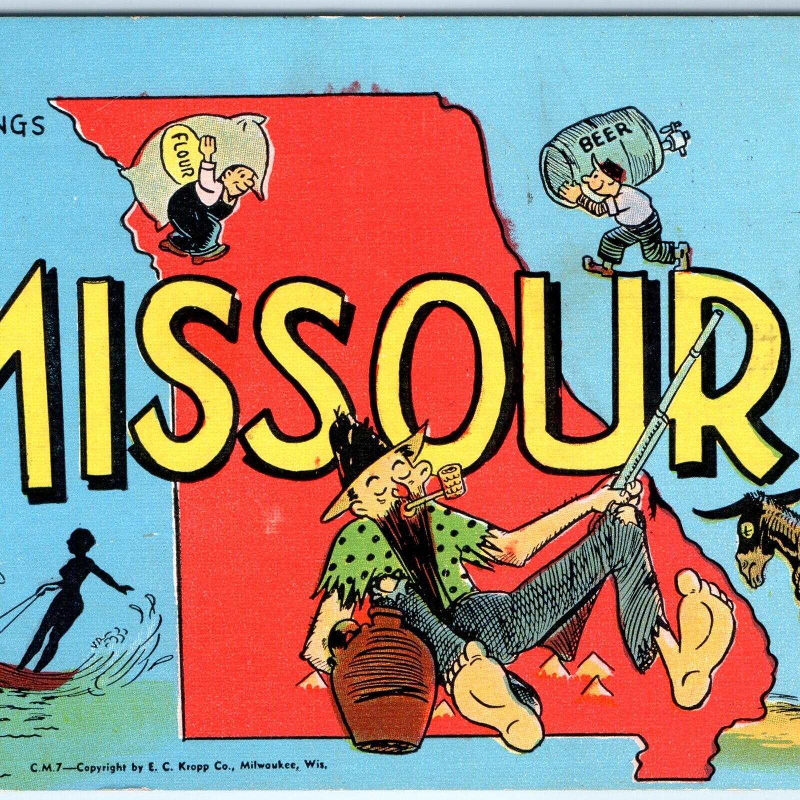 c1940s MO Missouri Greetings from Comic Mountain Man Hilbilly Redneck ...