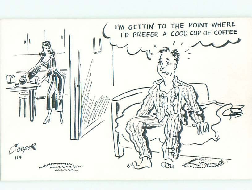 Pre-1980 Risque Comic Sexy Girl in Kitchen Makes Coffee for MAN Ab7042 ...