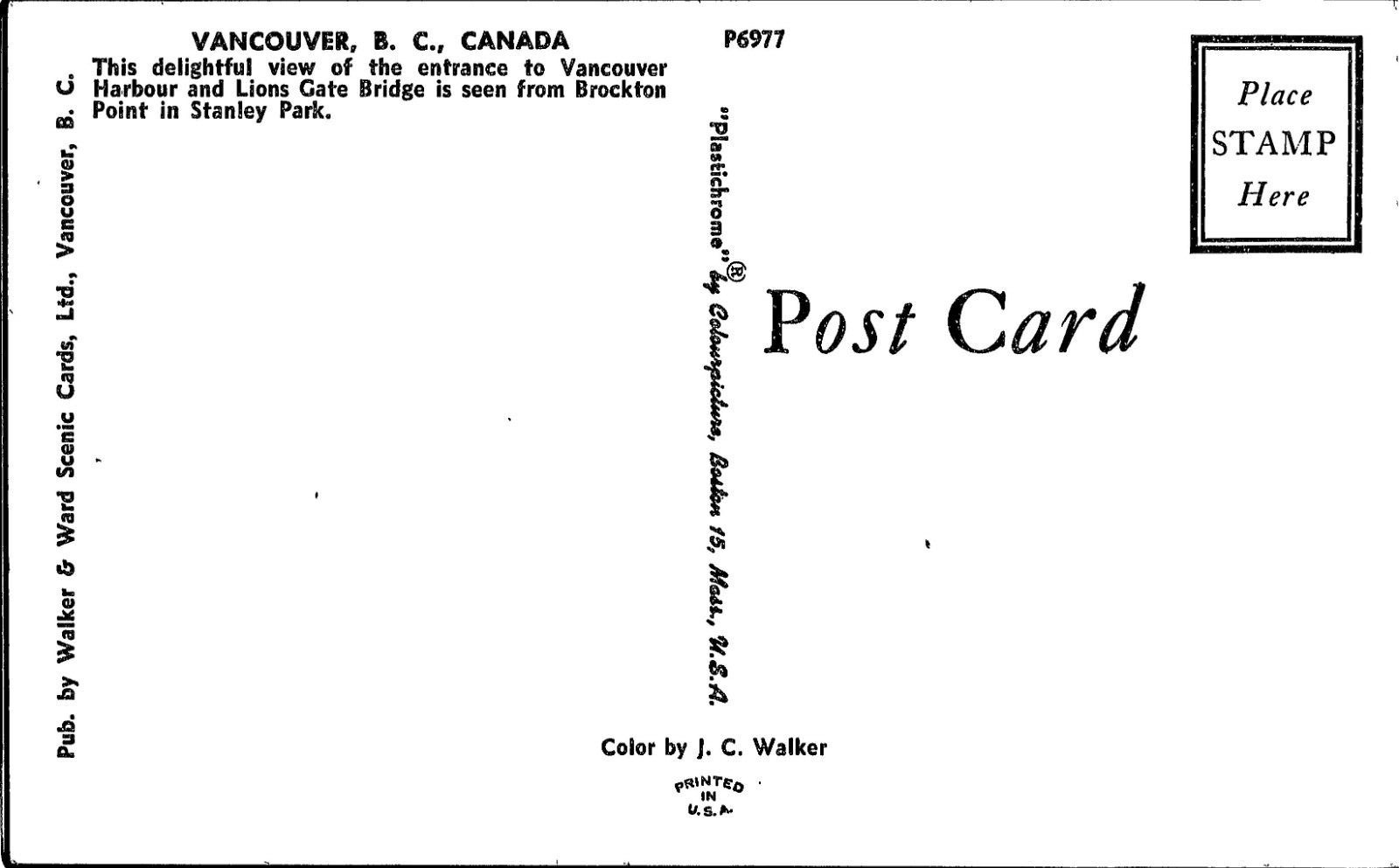 Circa 50s 60s Postcard Brockton Point Lighthouse Stanley Park Vancouver ...