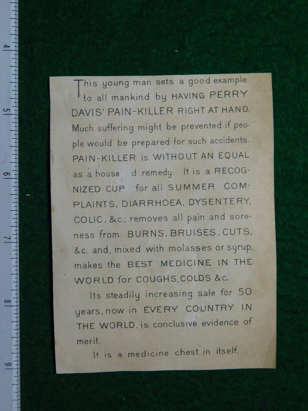 1870s-80s Perry Davis' Pain-Killer Boy Bandaging Girl's Finger Trade ...