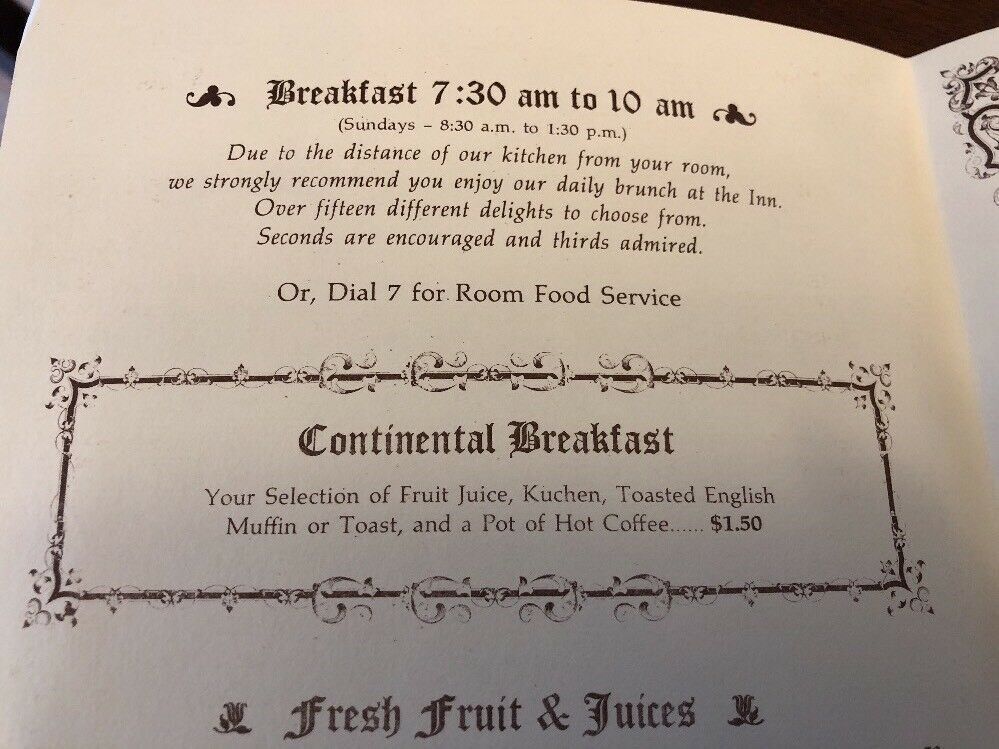 Vintage 60s CHESHIRE INN & LODGE Room Service Menu St. Louis Missouri ...