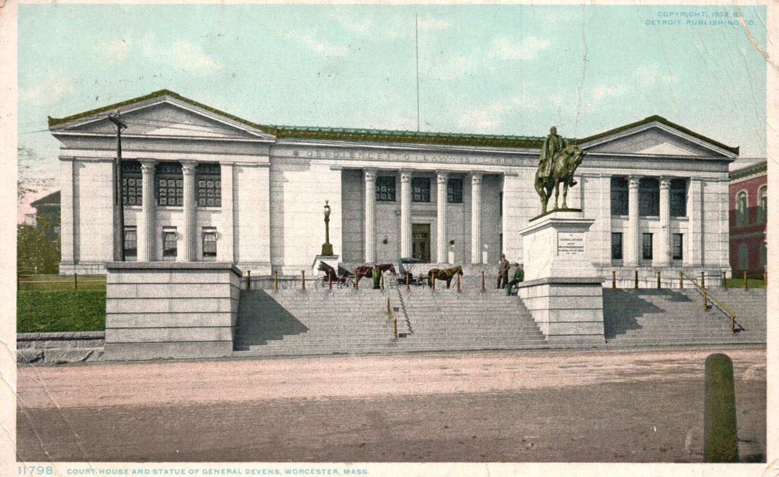 Vintage Postcard 1914 Court House Statue General Devens Worcester ...