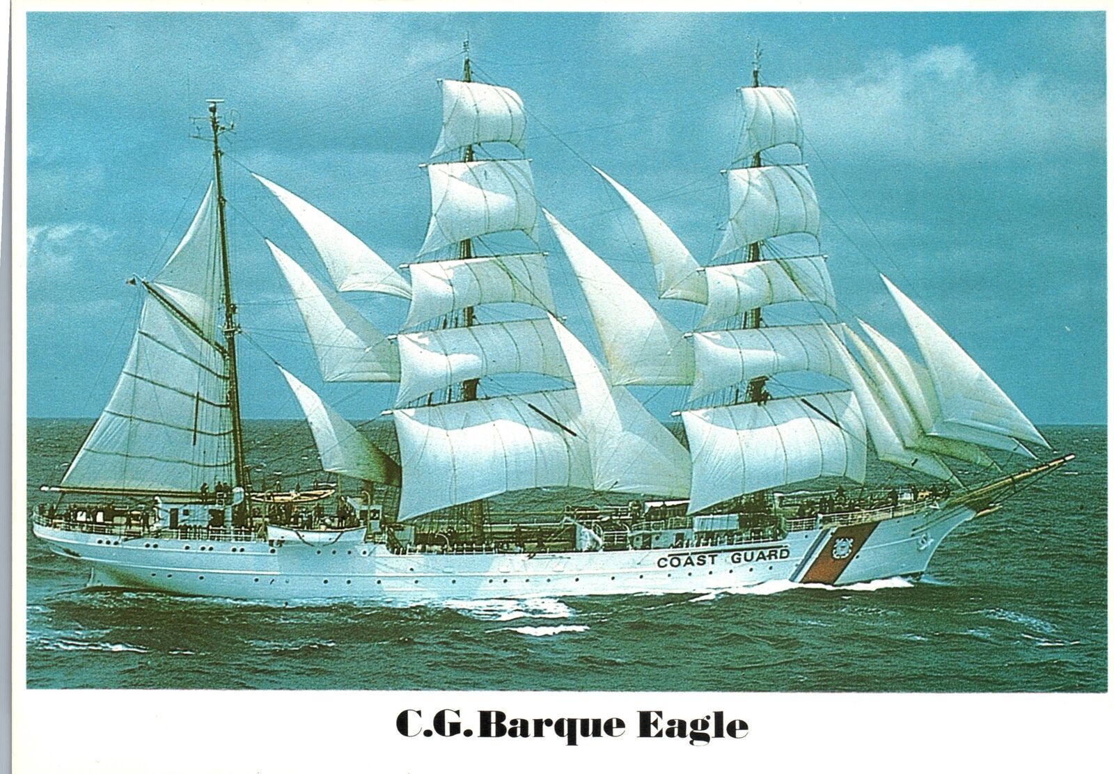 Continental Size Postcard C.G. Barque Eagle Under Full Sail of New ...