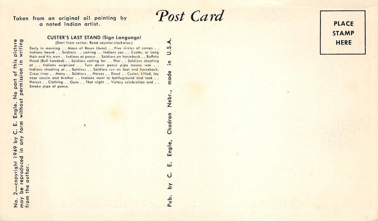 CUSTER'S LAST STAND (Sign Language) Indian Art Native Americana Vintage ...