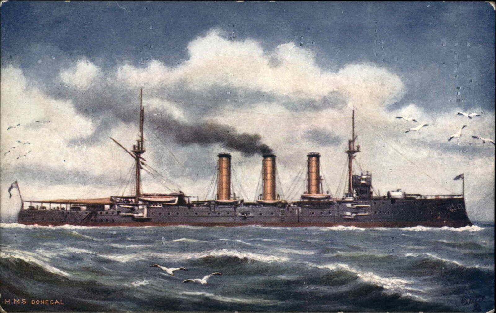 Tuck British Navy Battleship Ship HMS Donegal c1910 Vintage Postcard ...