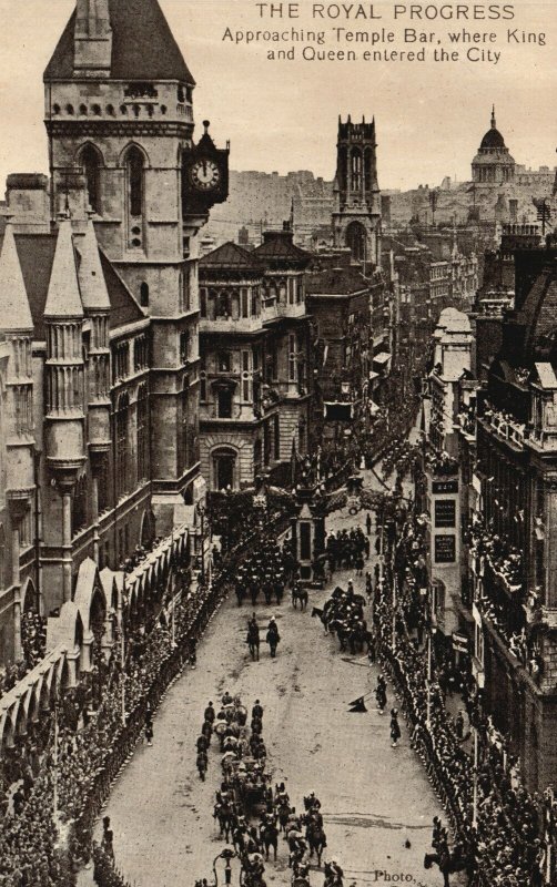 Vintage Postcard 1910's The Royal Progress Temple Bar London England UK ...